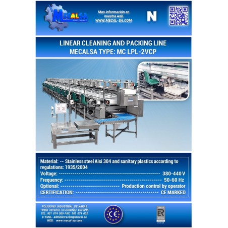 Línea de limpieza / empaque lineal, tipo: MC LPL 2VCP